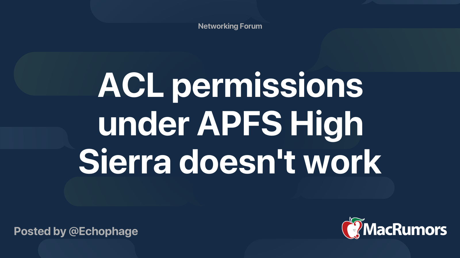 ACL permissions under APFS High Sierra doesn't work | MacRumors Forums