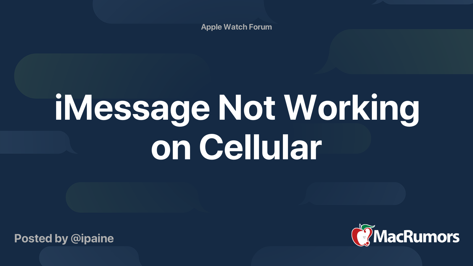 iMessage Not Working on Cellular | MacRumors Forums