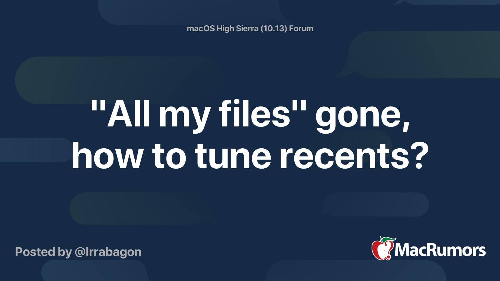 "All my files" gone, how to tune recents? | MacRumors Forums