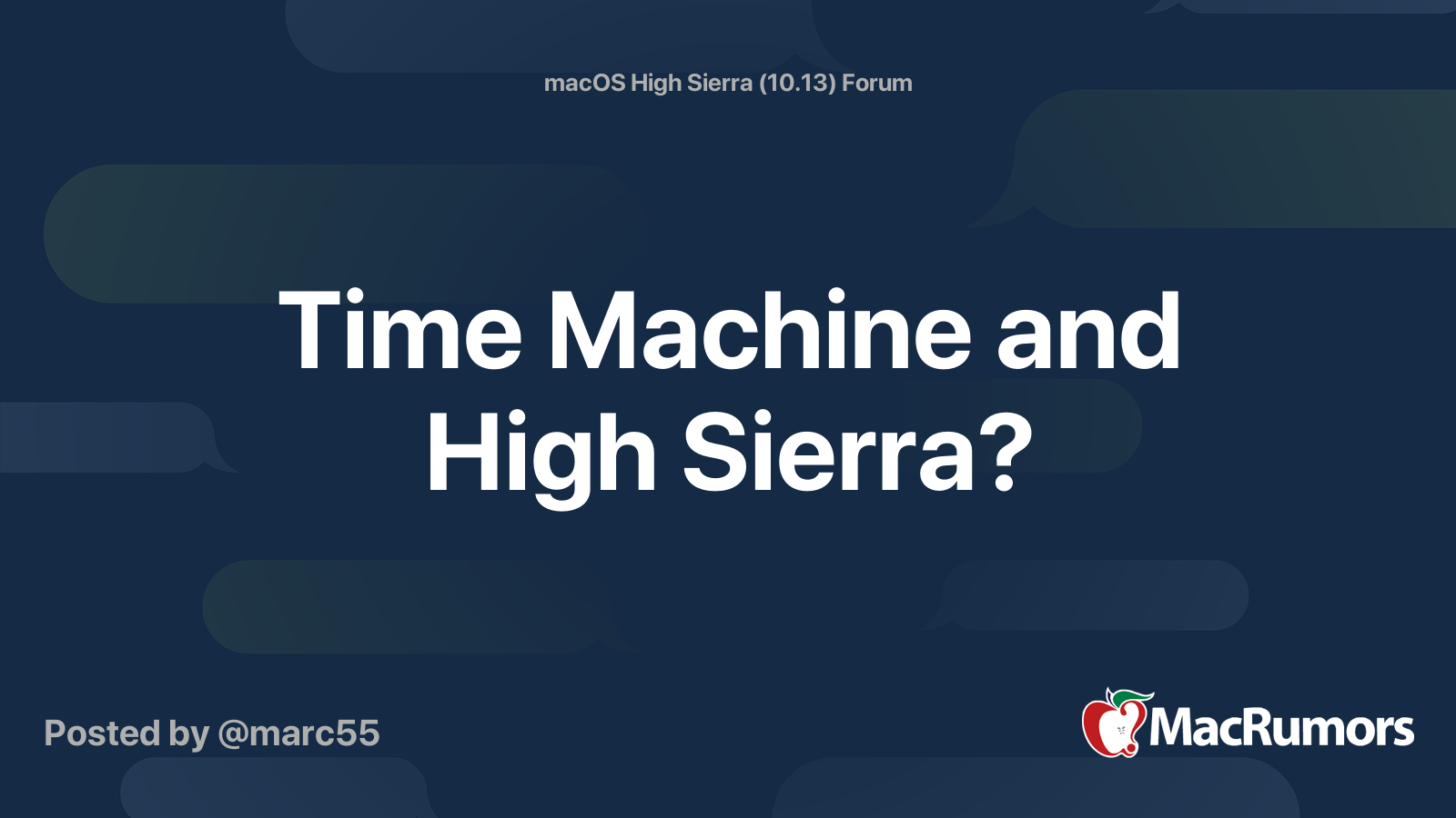 Time Machine and High Sierra? | MacRumors Forums