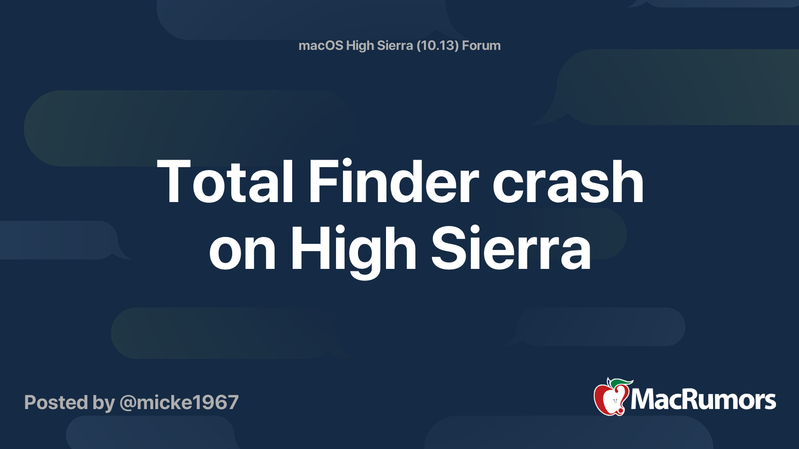 Total Finder crash on High Sierra | MacRumors Forums
