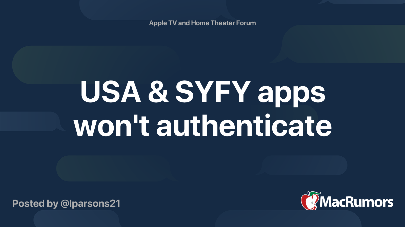 USA & SYFY apps won't authenticate | MacRumors Forums