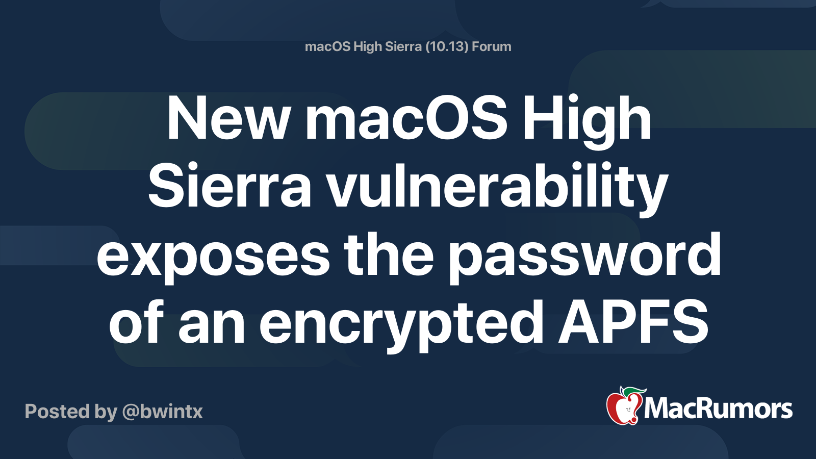 New macOS High Sierra vulnerability exposes the password of an encrypted APFS container ...