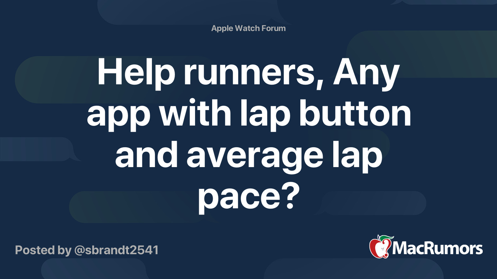 Help runners, Any app with lap button and average lap pace? | MacRumors ...