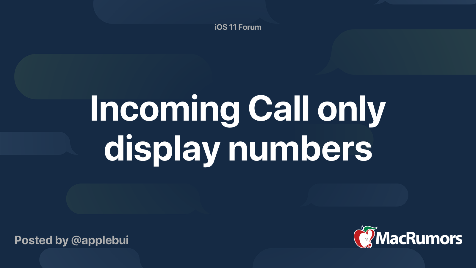 Incoming Call only display numbers | MacRumors Forums