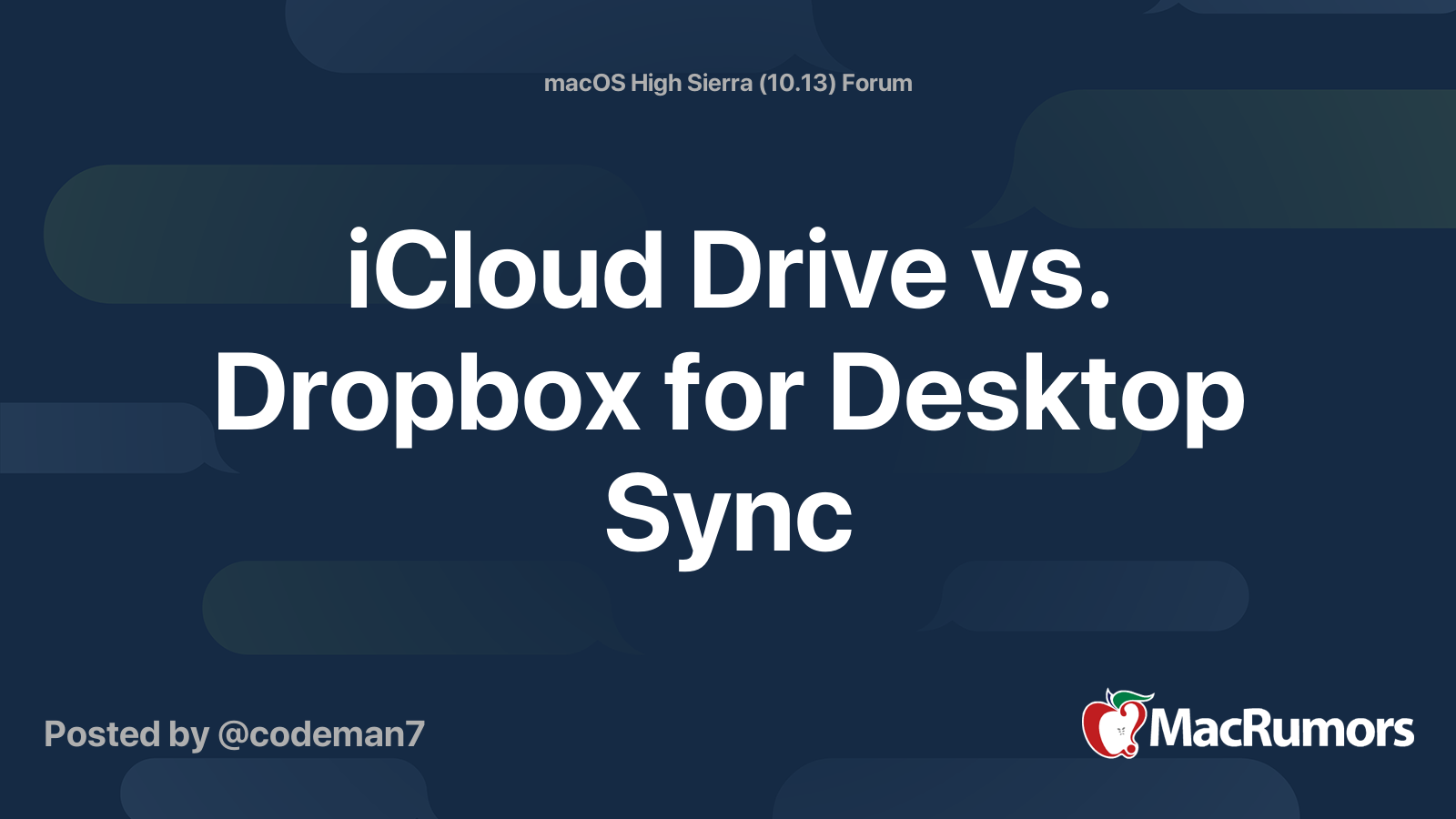iCloud Drive vs. Dropbox for Desktop Sync | MacRumors Forums