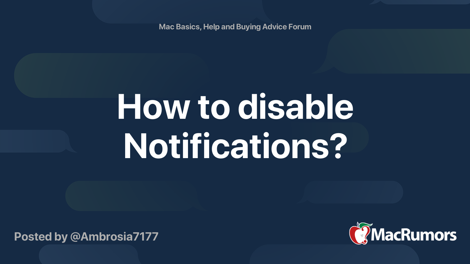 How to disable Notifications? | MacRumors Forums
