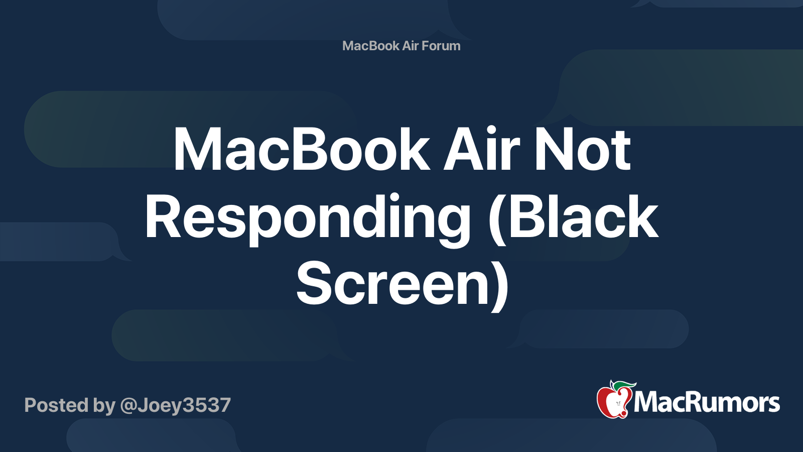 MacBook Air Not Responding (Black Screen) | MacRumors Forums