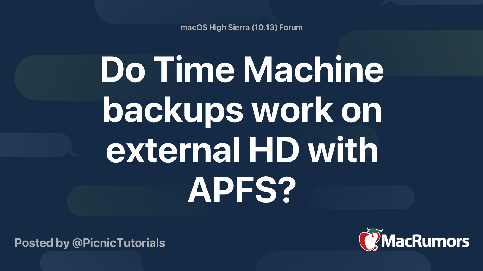 Do Time Machine backups work on external HD with APFS? | MacRumors Forums