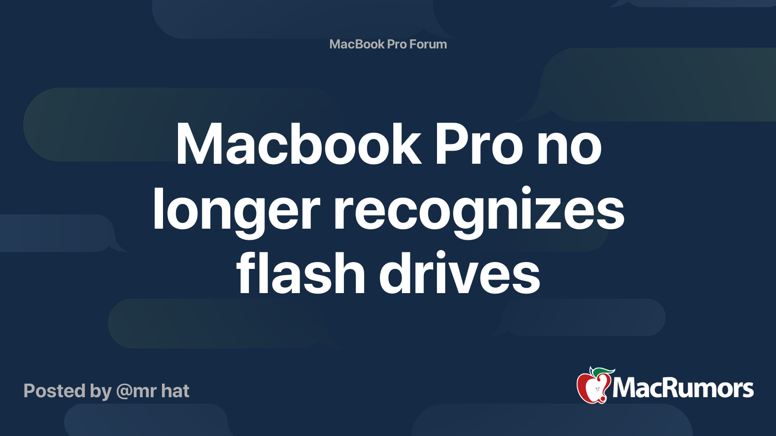 Macbook Pro no longer recognizes flash drives | MacRumors Forums