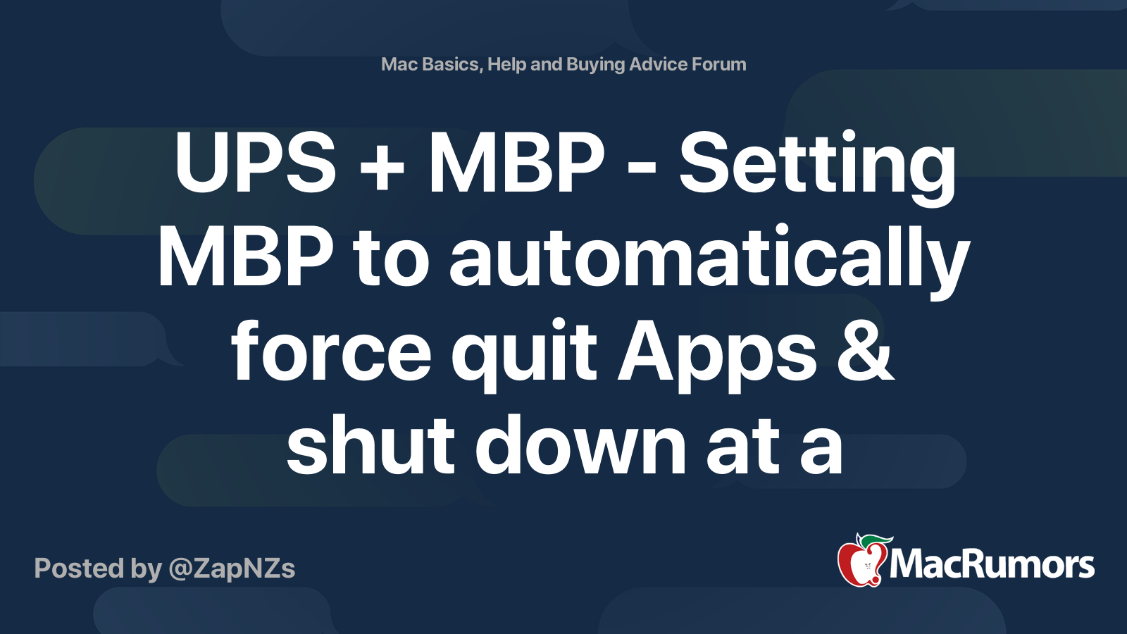 UPS + MBP - Setting MBP to automatically force quit Apps & shut down at ...