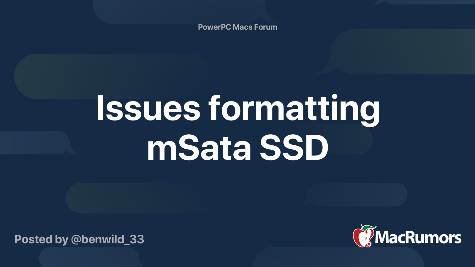 Issues formatting mSata SSD | MacRumors Forums