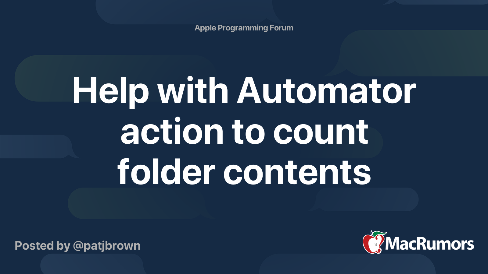 Help with Automator action to count folder contents | MacRumors Forums