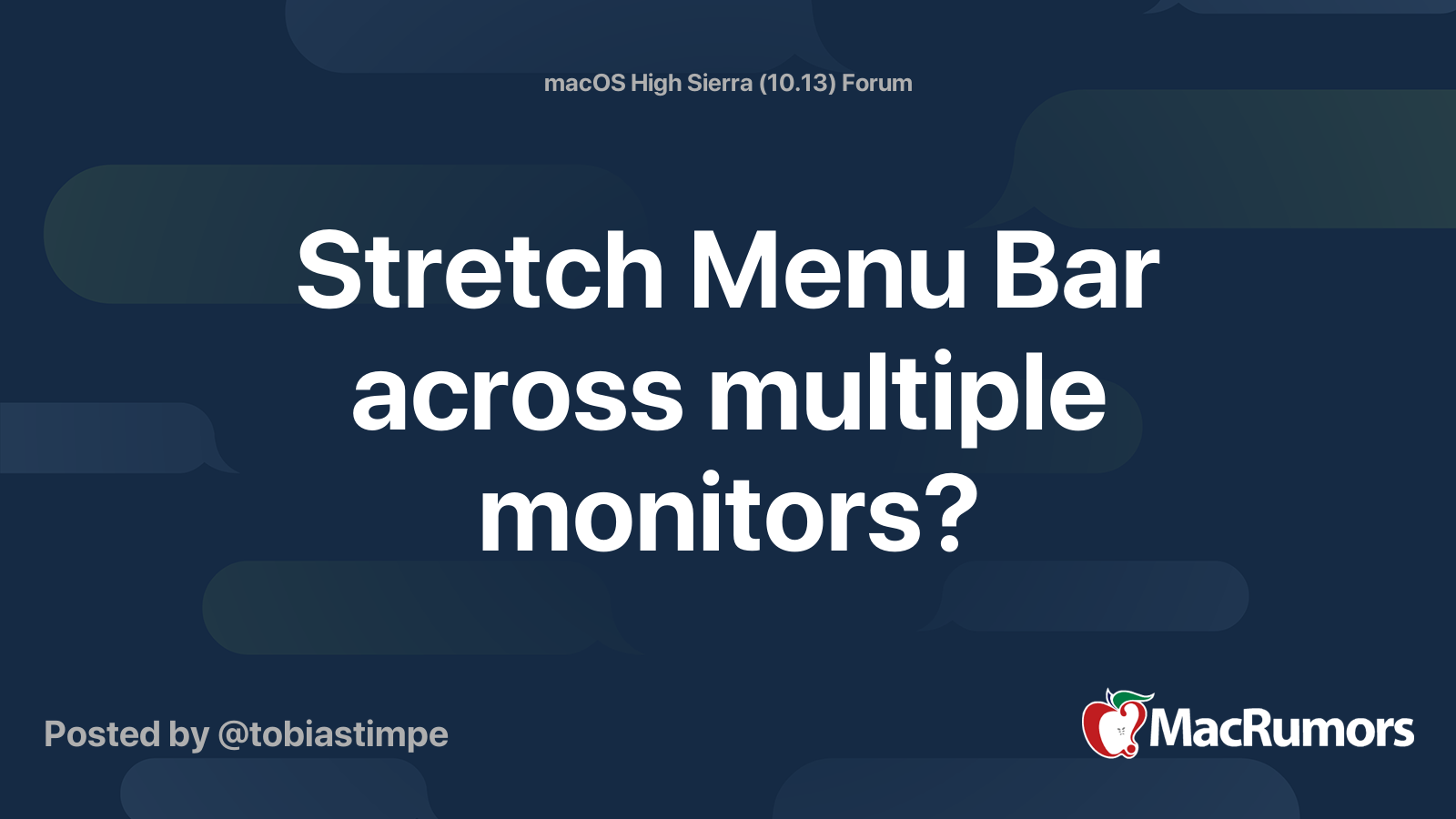 Stretch Menu Bar across multiple monitors? | MacRumors Forums