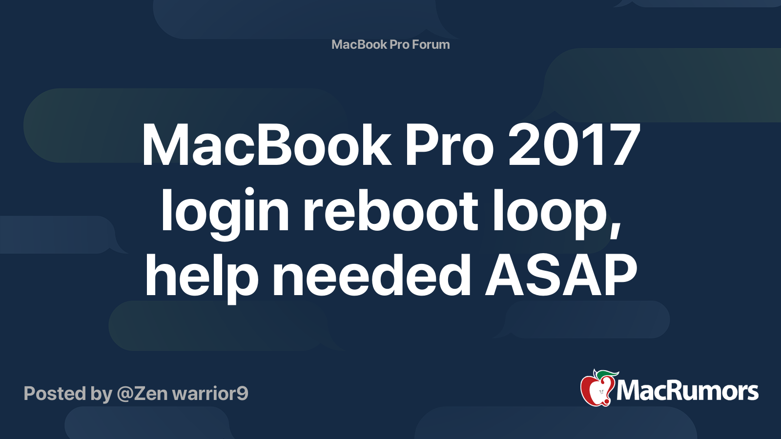 MacBook Pro 2017 login reboot loop, help needed ASAP | MacRumors Forums