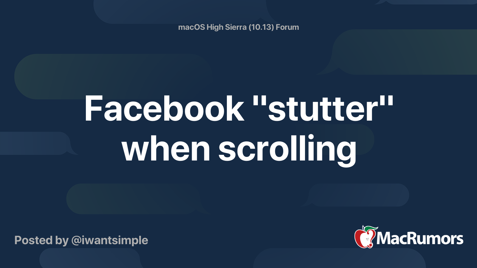 Facebook "stutter" when scrolling | MacRumors Forums