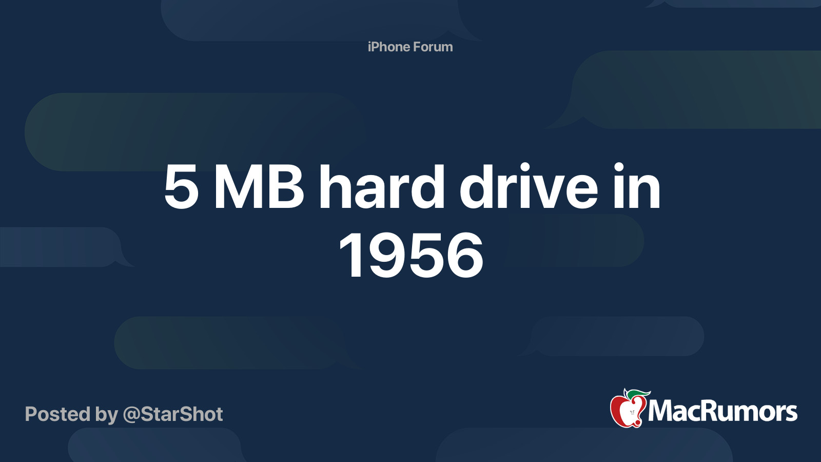 5 MB hard drive in 1956 | MacRumors Forums