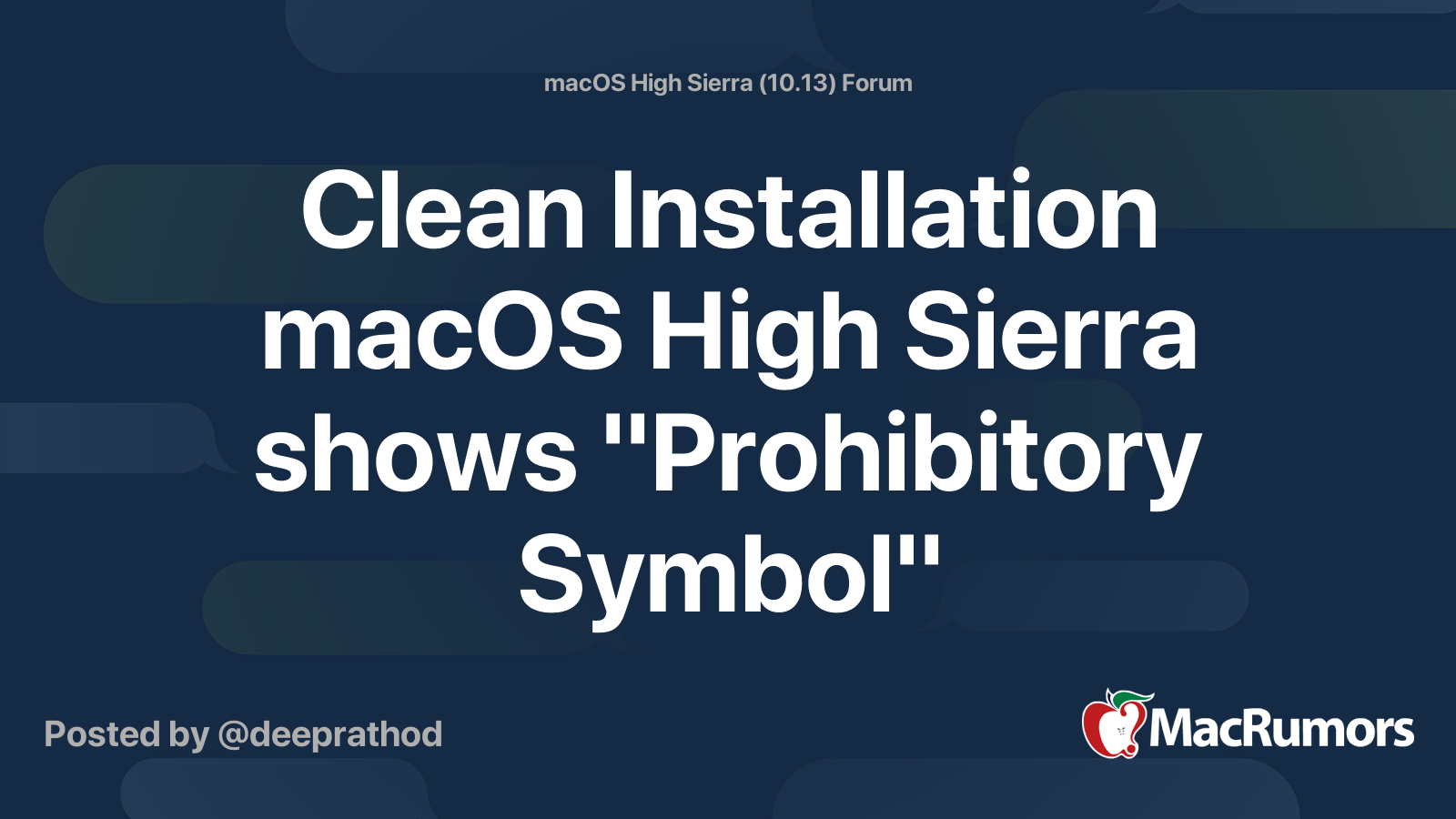 Clean Installation macOS High Sierra shows "Prohibitory Symbol ...