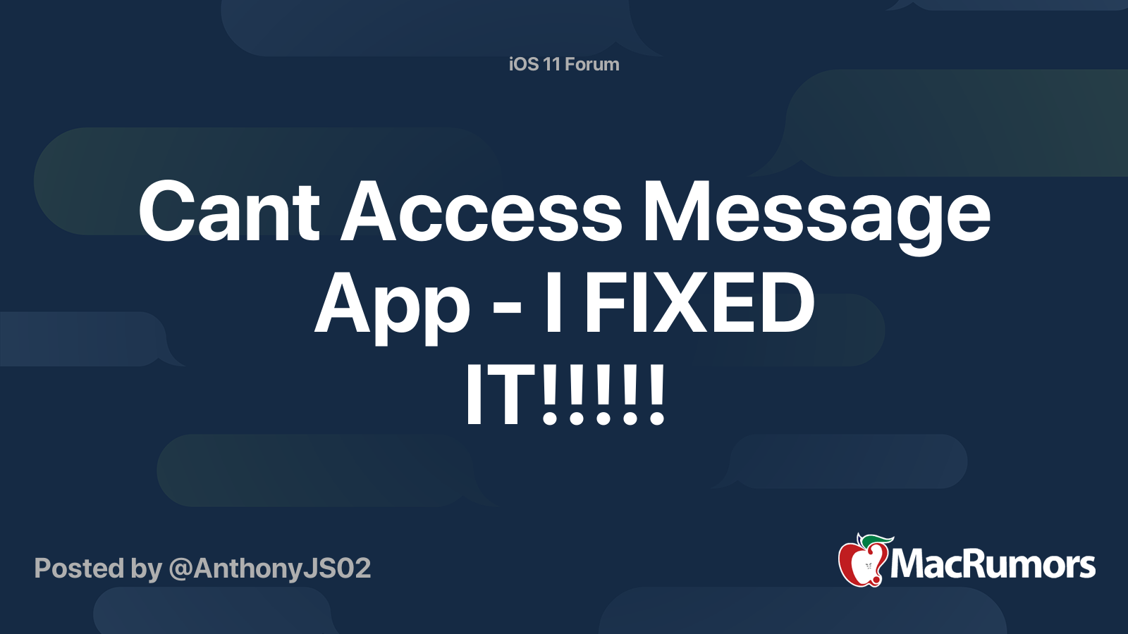 Cant Access Message App I Fixed It Macrumors Forums