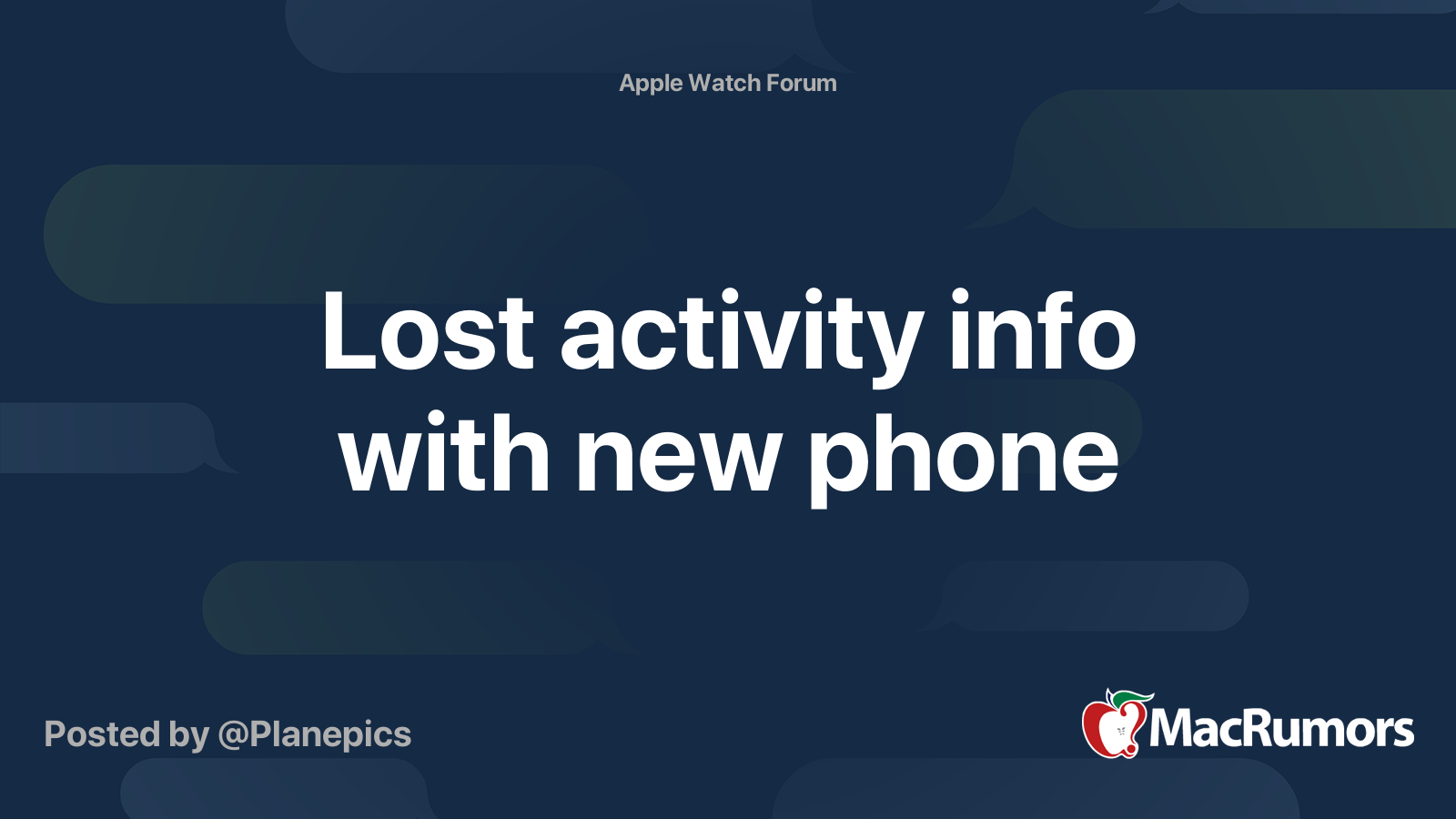 Lost activity info with new phone | MacRumors Forums
