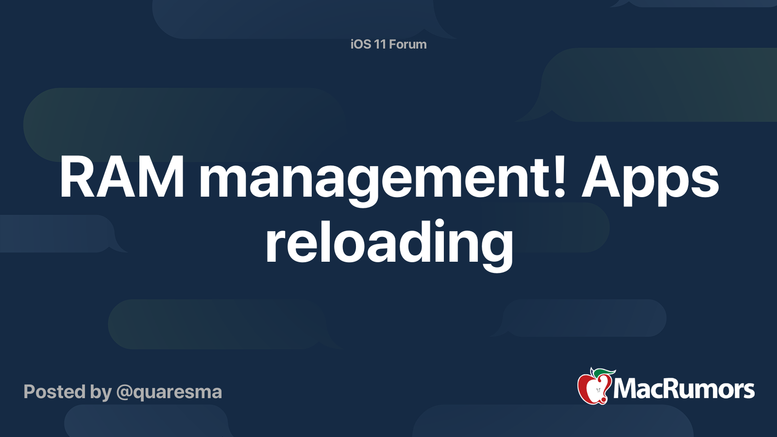 RAM management! Apps reloading | MacRumors Forums