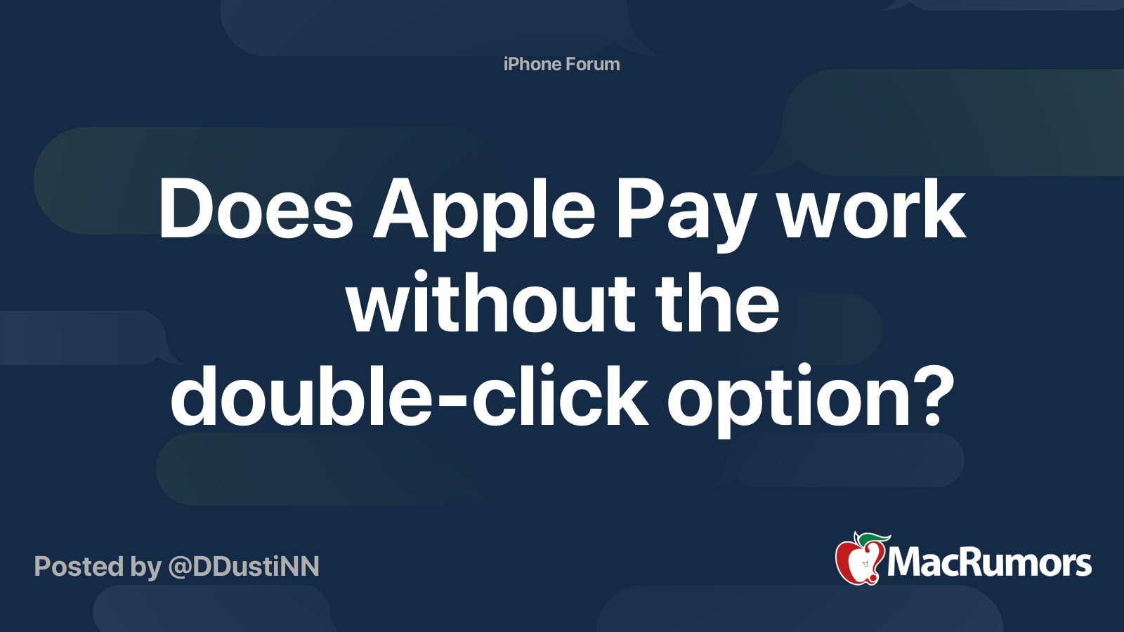 Does Apple Pay work without the double-click option? | MacRumors Forums