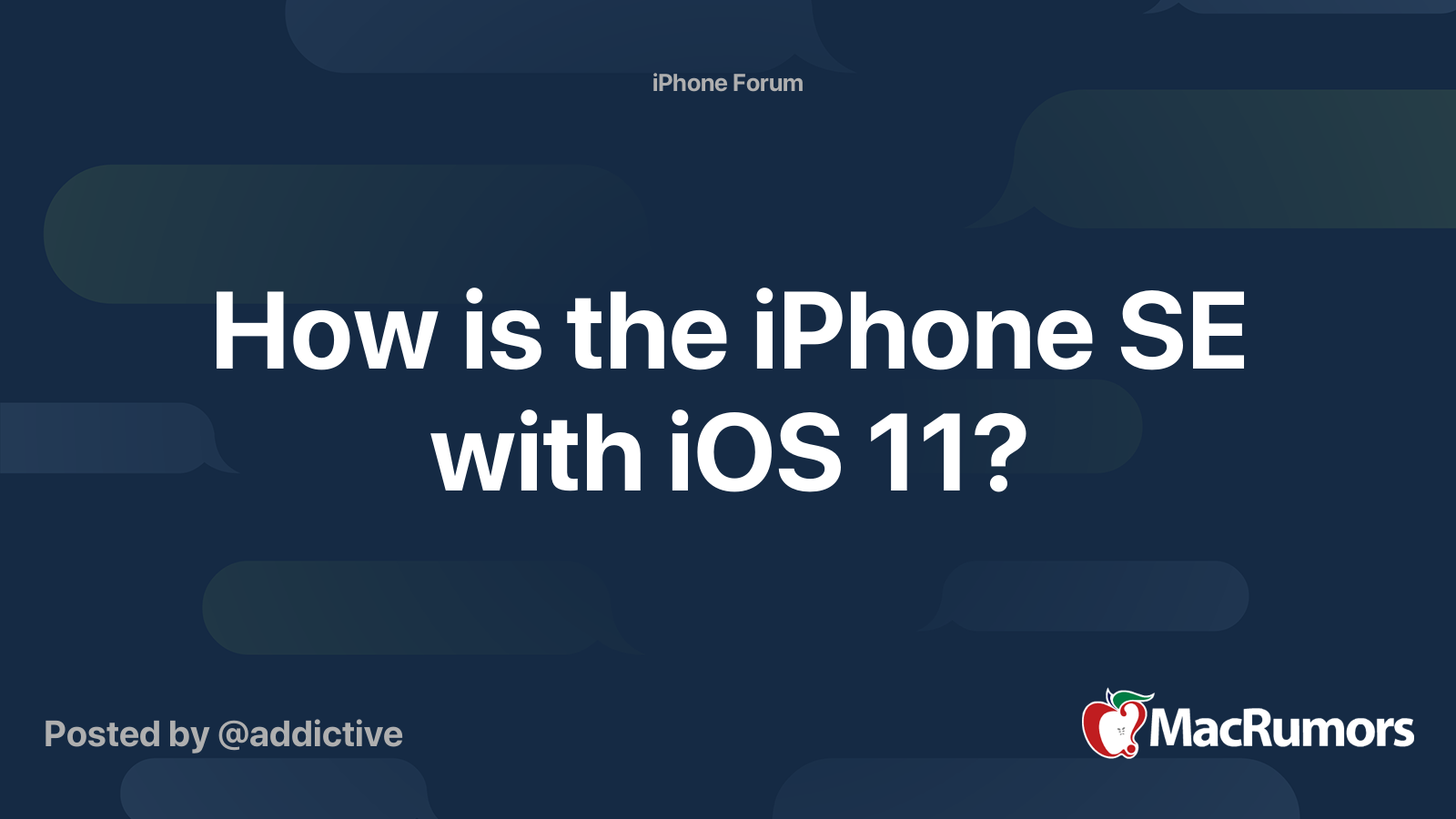How is the iPhone SE with iOS 11? | MacRumors Forums