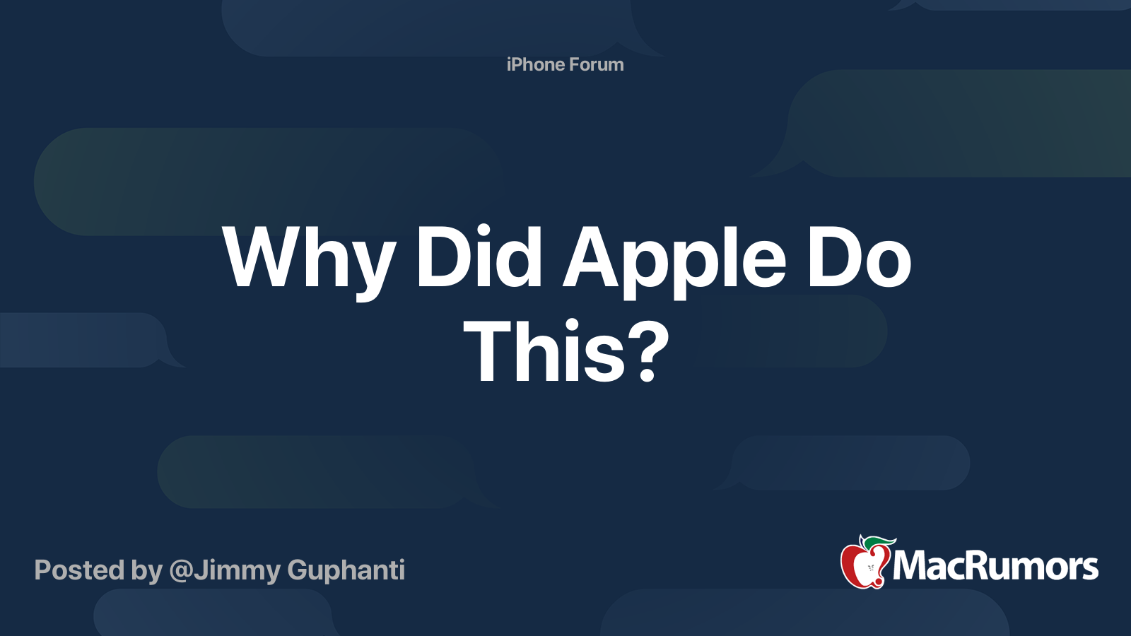Why Did Apple Do This? | MacRumors Forums