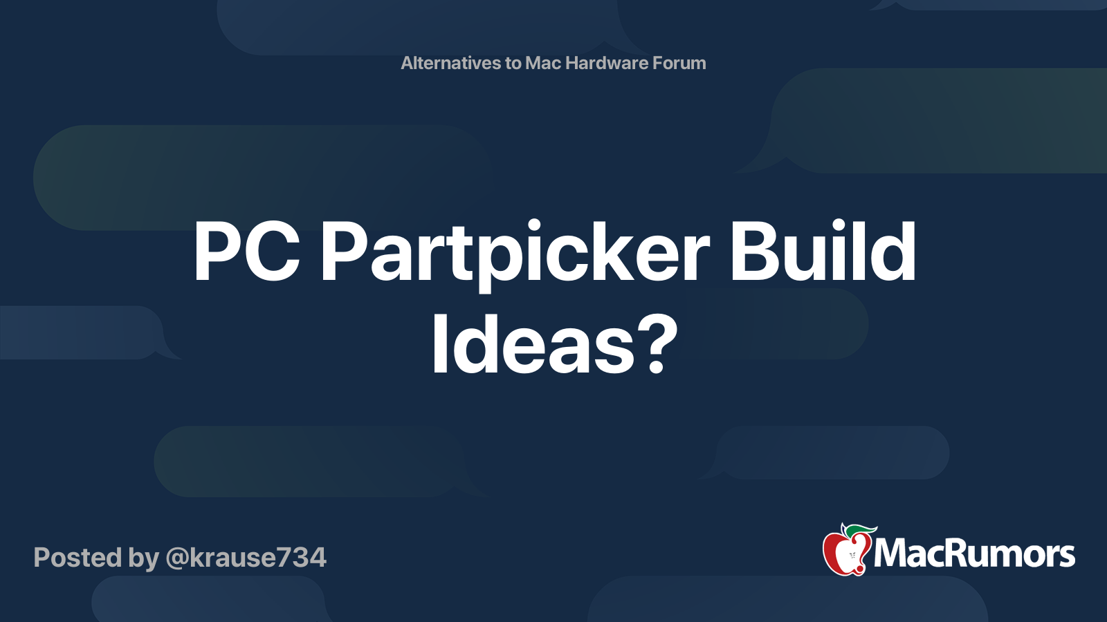 PC Partpicker Build Ideas? | MacRumors Forums