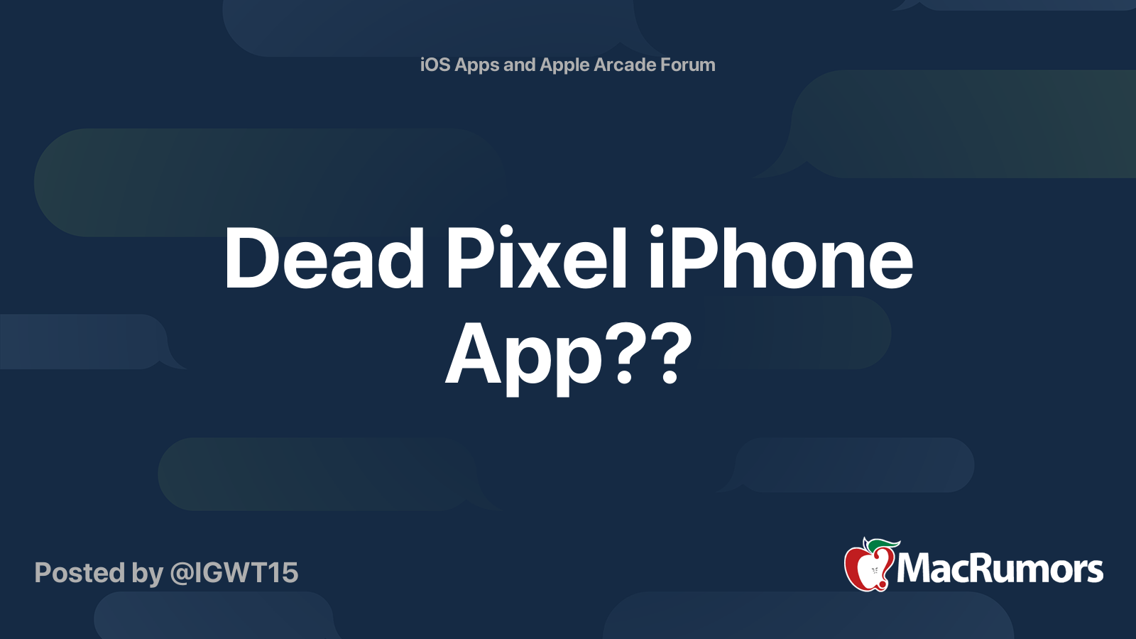 Dead Pixel iPhone App?? | MacRumors Forums