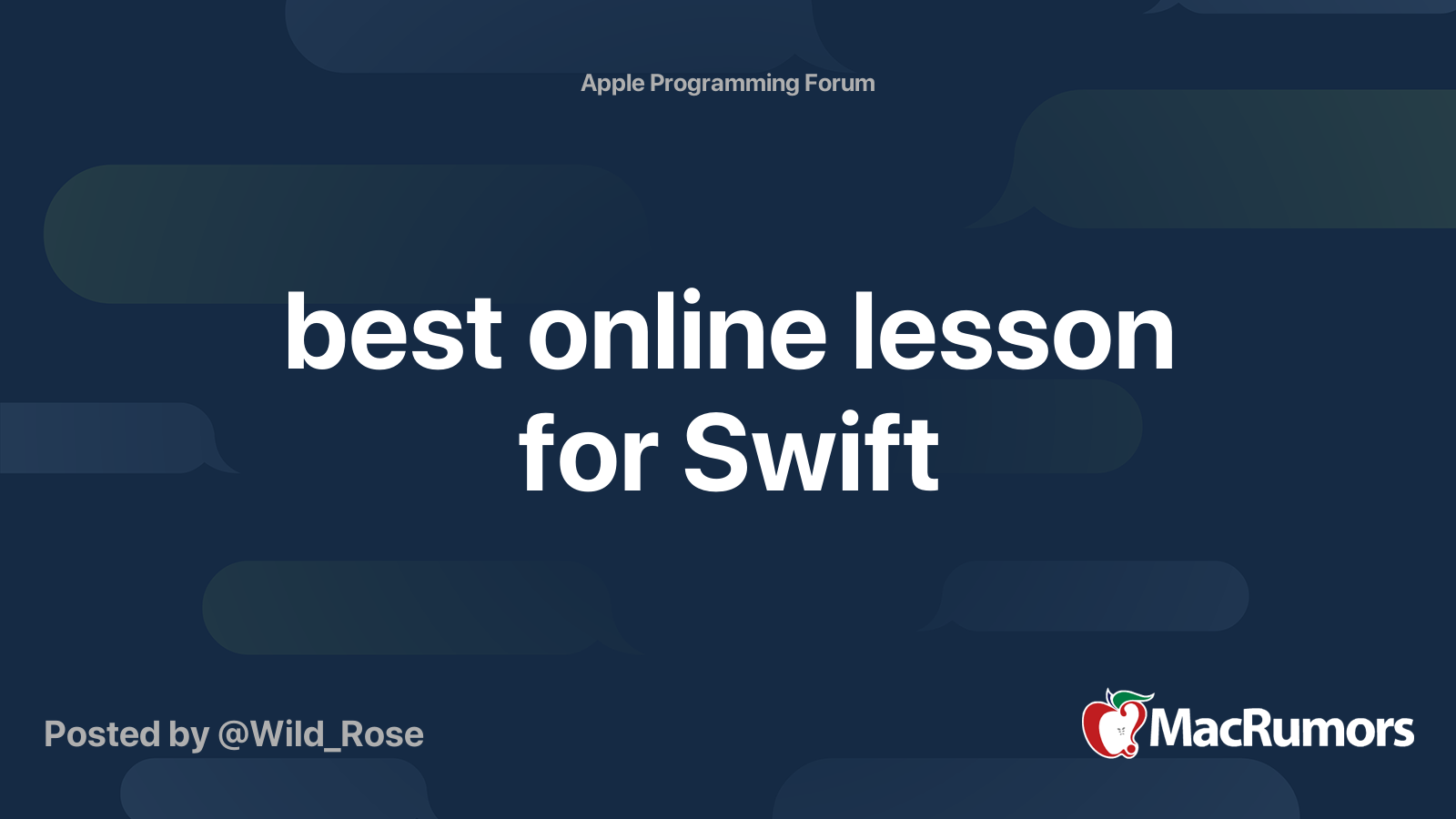 best online lesson for Swift | MacRumors Forums