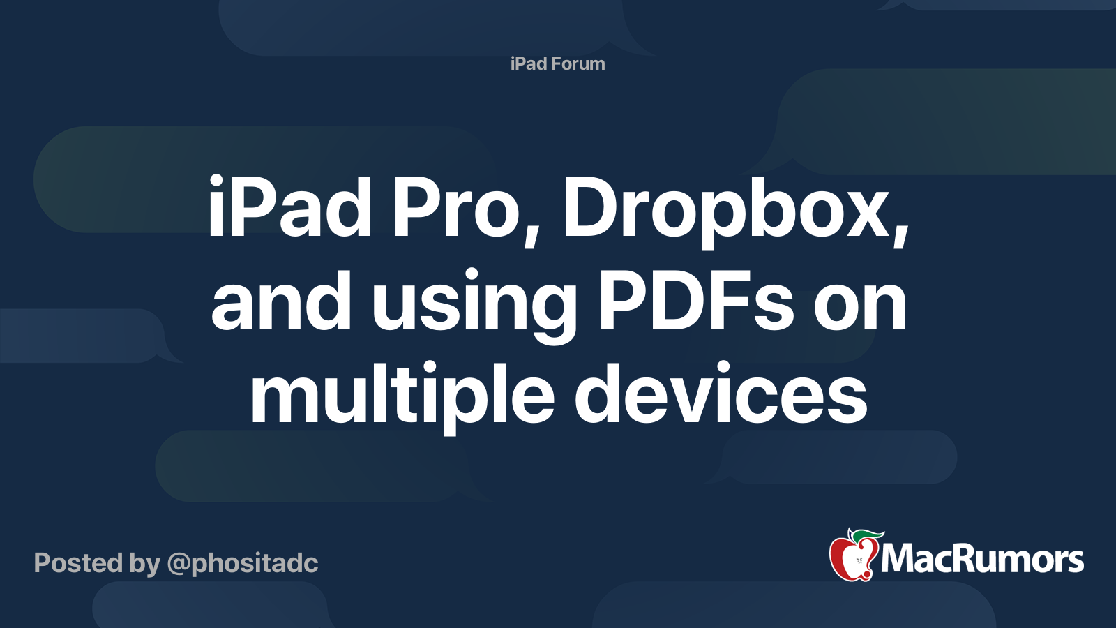 iPad Pro, Dropbox, and using PDFs on multiple devices | MacRumors Forums