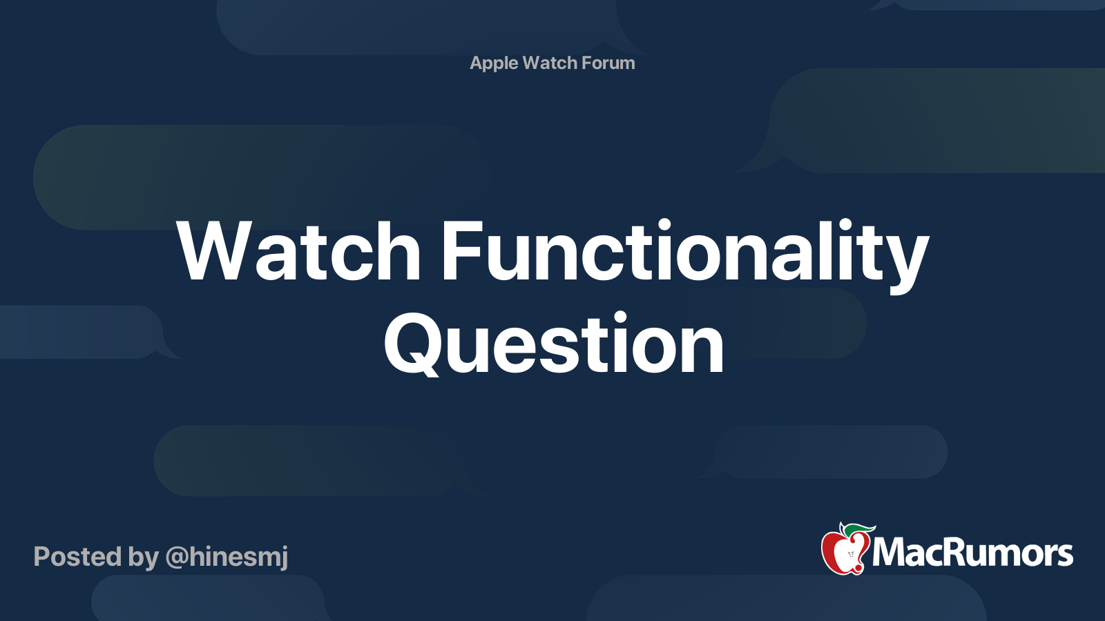 Watch Functionality Question | MacRumors Forums