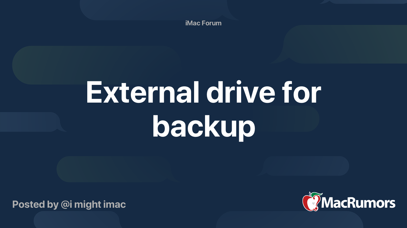 External drive for backup | MacRumors Forums