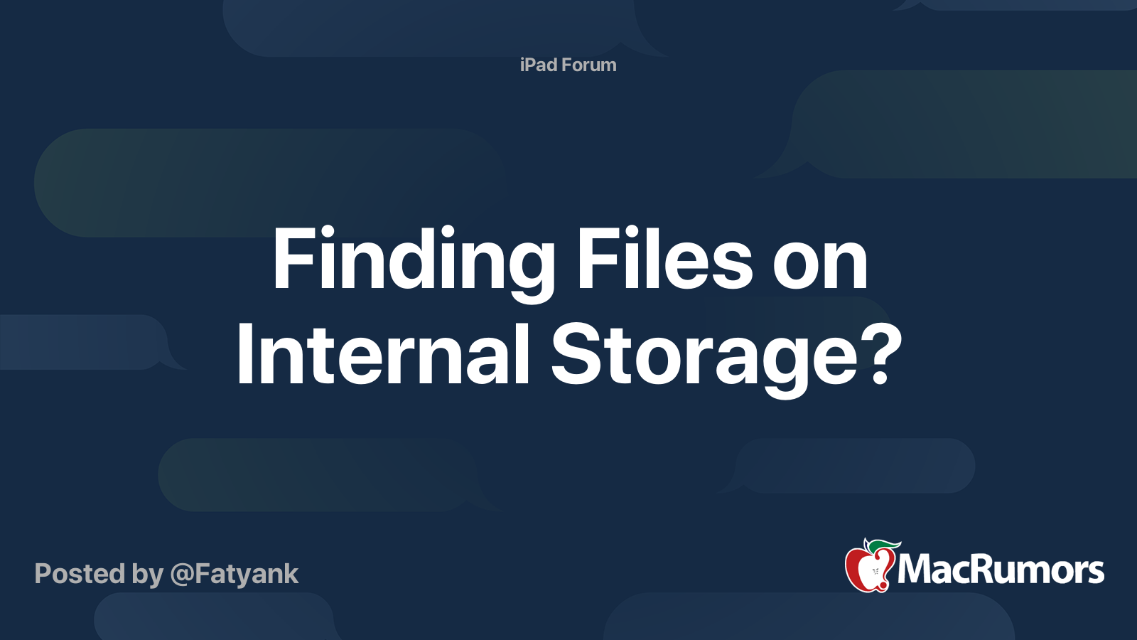 Finding Files on Internal Storage? | MacRumors Forums