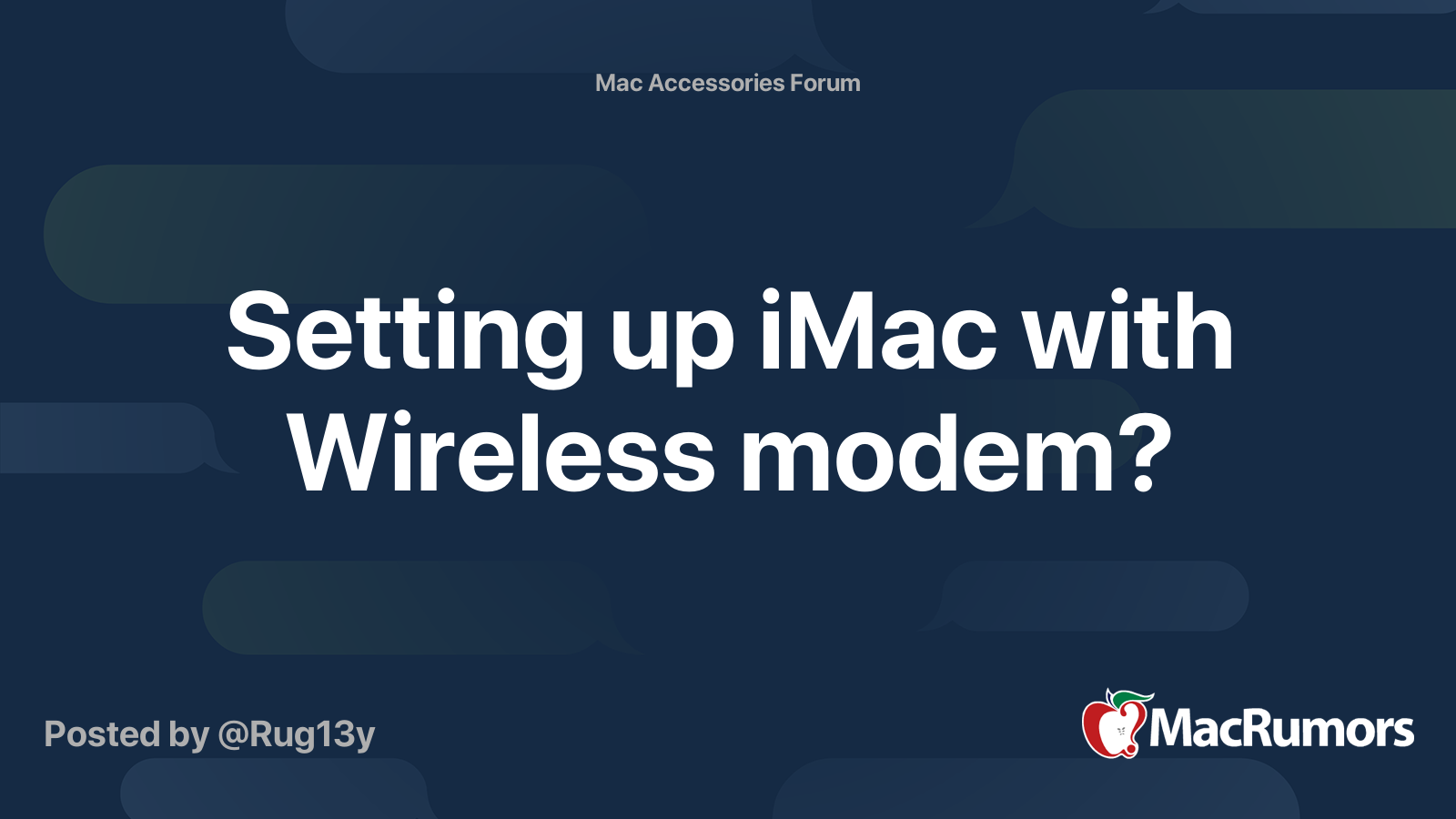 Setting up iMac with Wireless modem? | MacRumors Forums