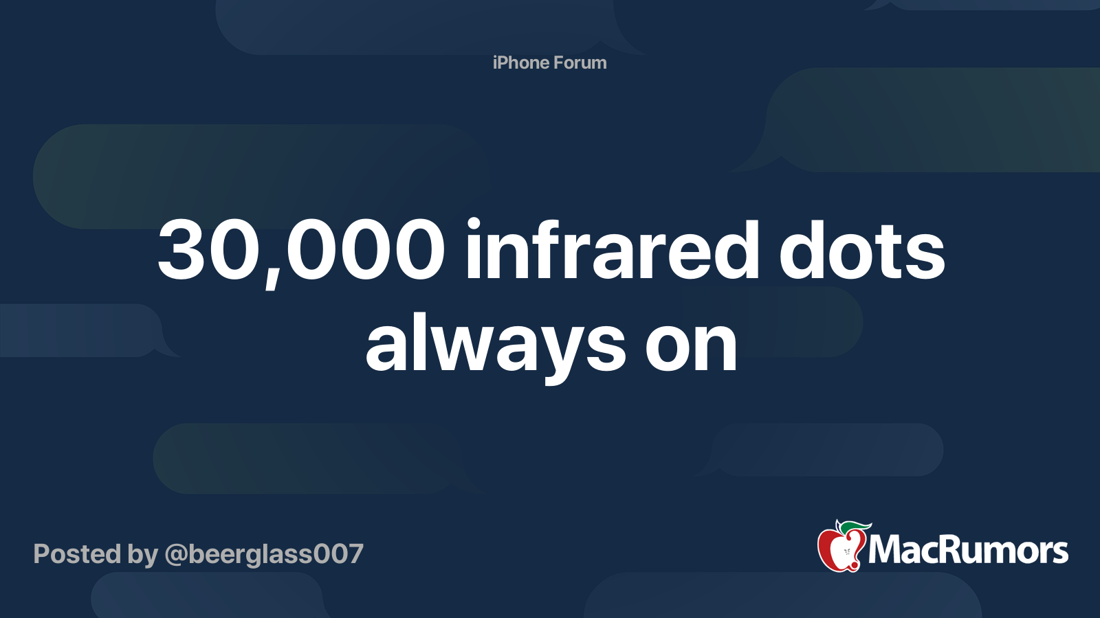 30,000 infrared dots always on | MacRumors Forums