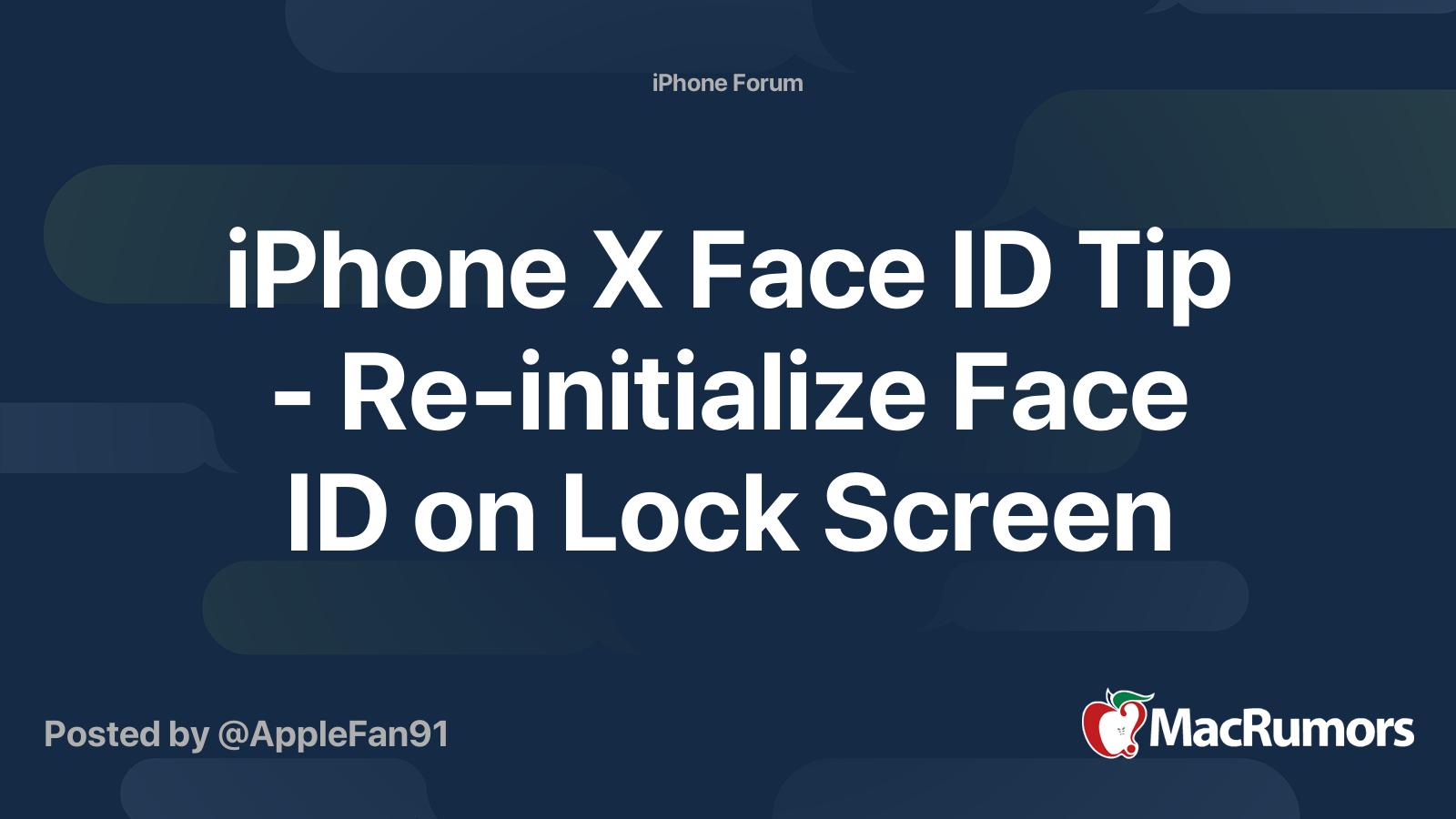 iPhone X Face ID Tip - Re-initialize Face ID on Lock Screen | MacRumors Forums