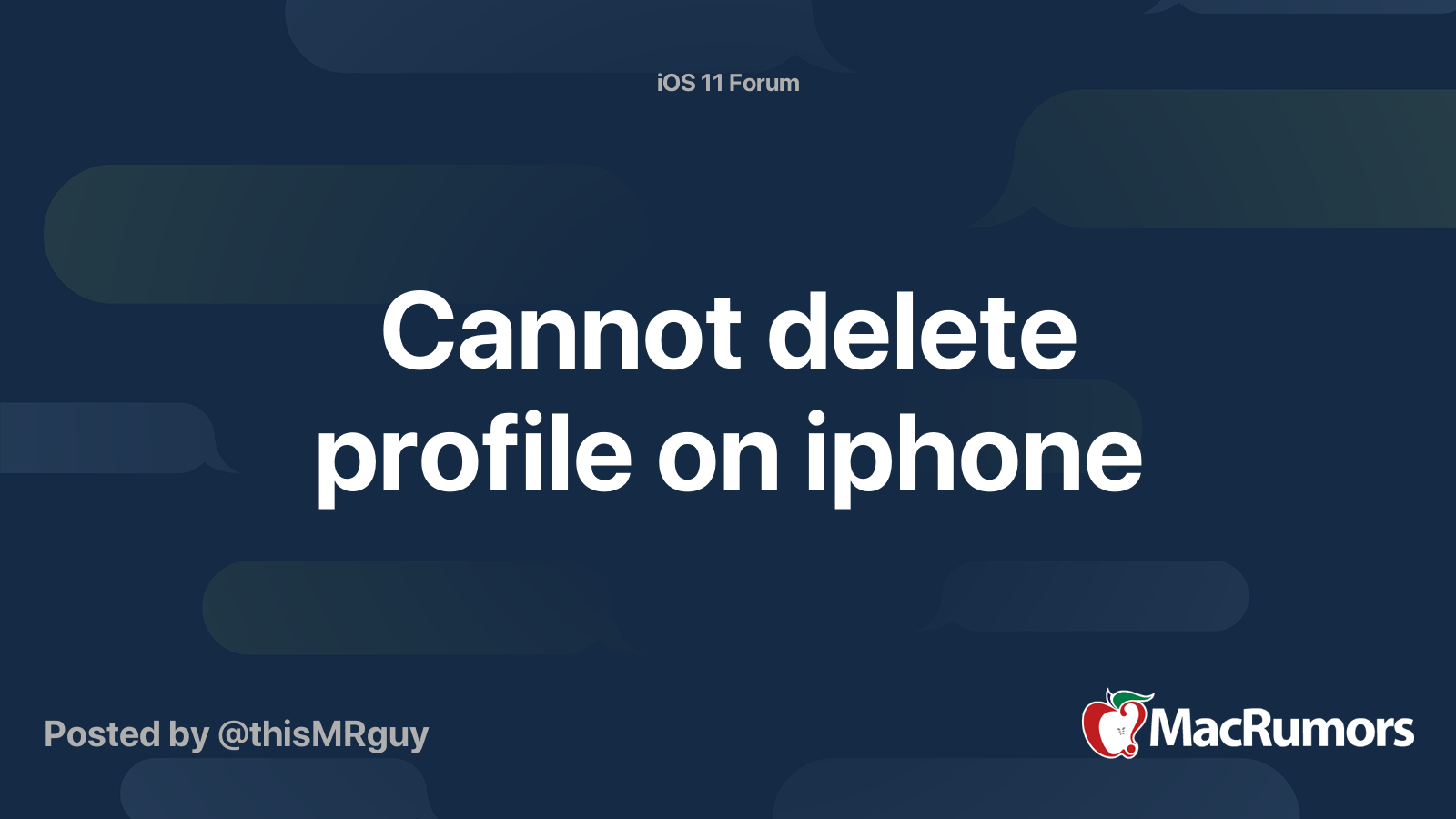 Cannot delete profile on iphone | MacRumors Forums