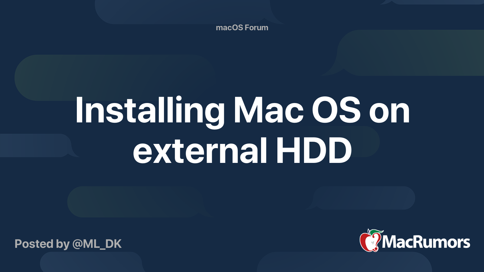 Installing Mac OS on external HDD | MacRumors Forums