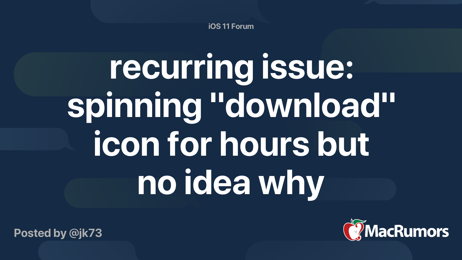 recurring issue: spinning "download" icon for hours but no idea why ...