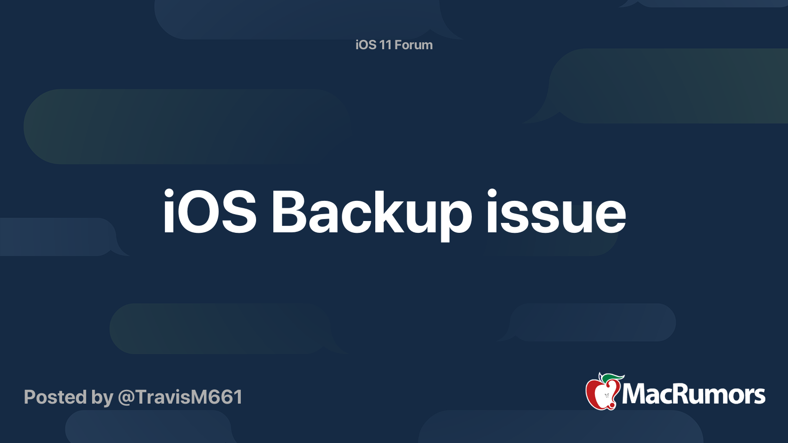 iOS Backup issue | MacRumors Forums