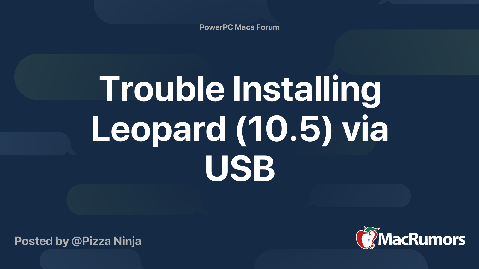 Trouble Installing Leopard (10.5) via USB | MacRumors Forums