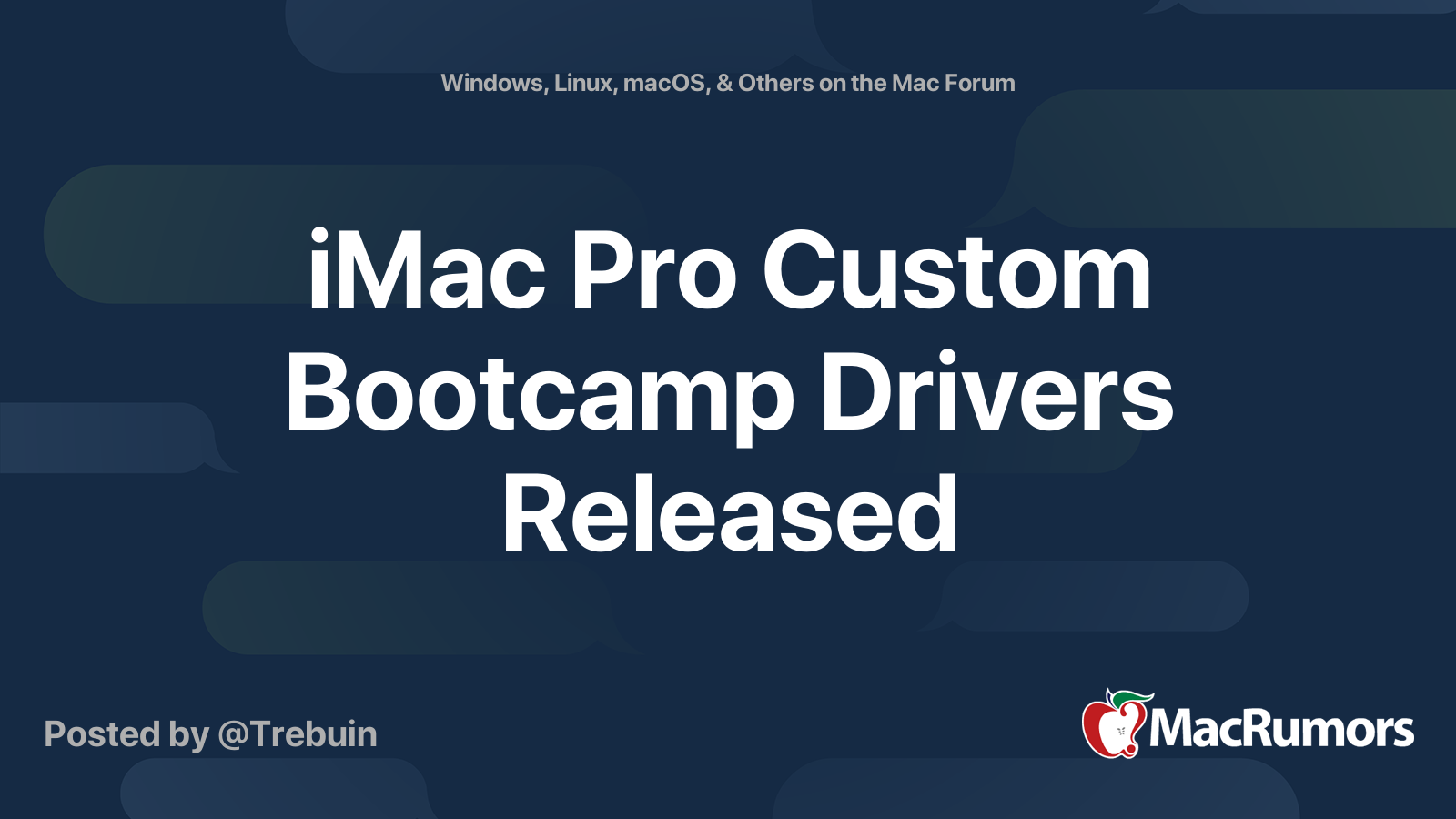 iMac Pro Custom Bootcamp Drivers Released | MacRumors Forums