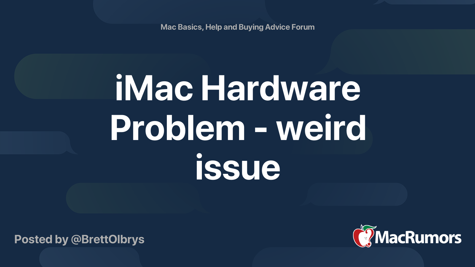 iMac Hardware Problem - weird issue | MacRumors Forums