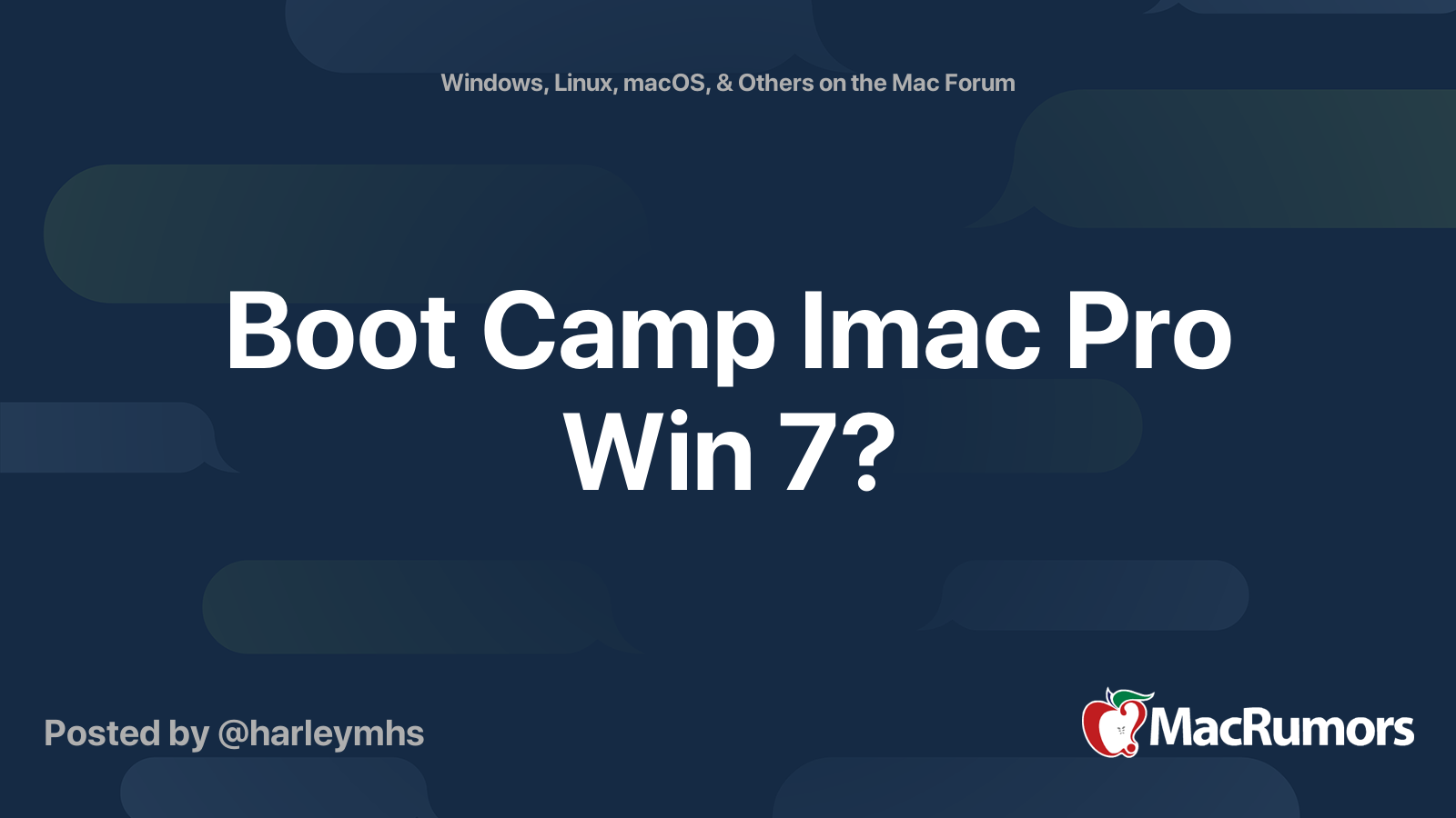 Boot Camp Imac Pro Win 7? | MacRumors Forums