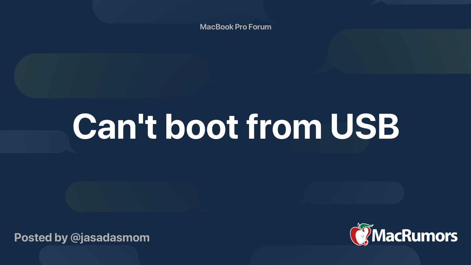 Can't boot from USB | MacRumors Forums