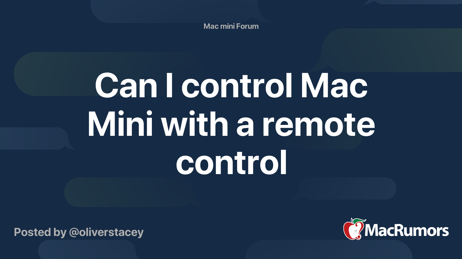 Can I control Mac Mini with a remote control | MacRumors Forums