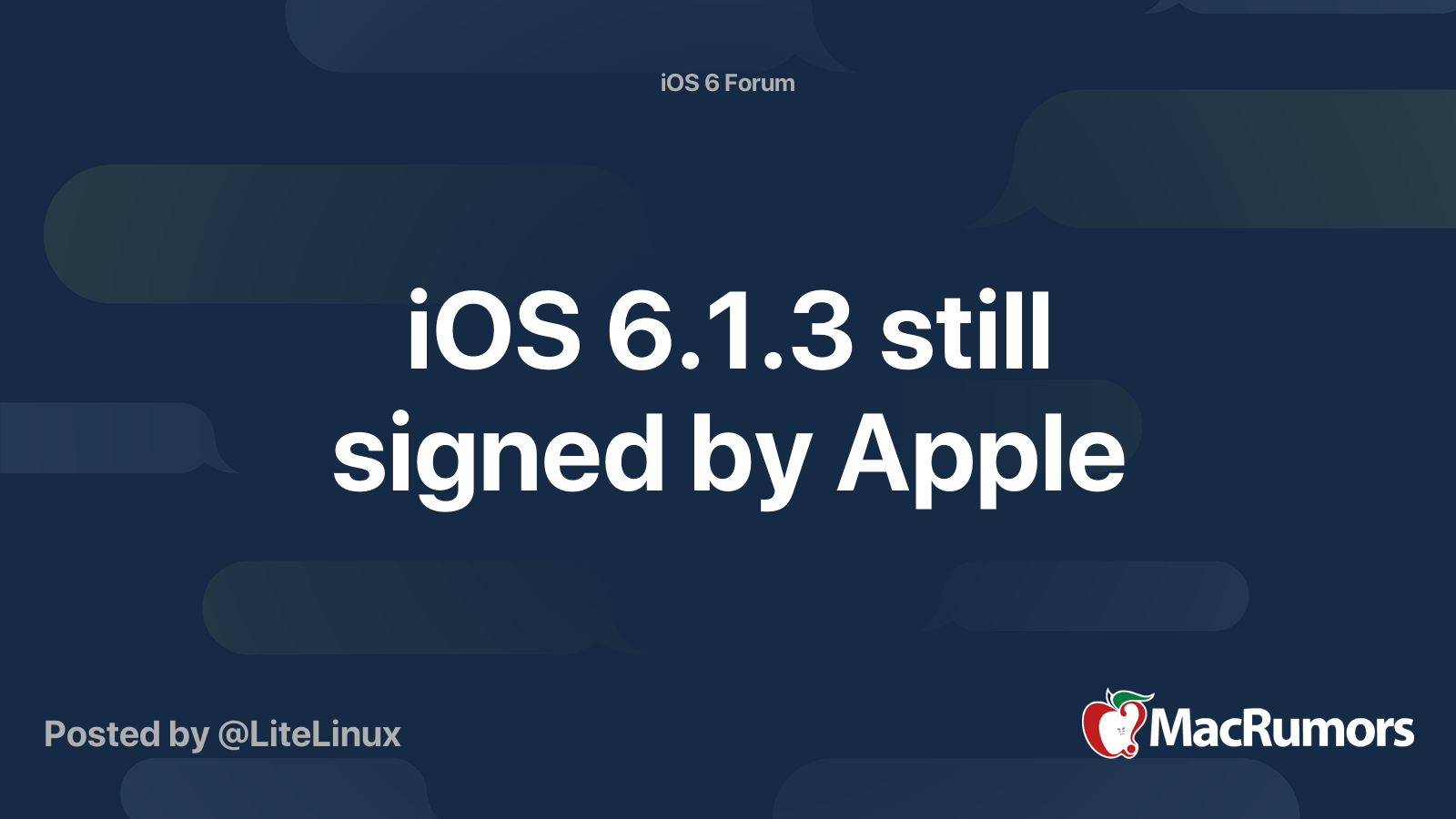 iOS 6.1.3 still signed by Apple | MacRumors Forums