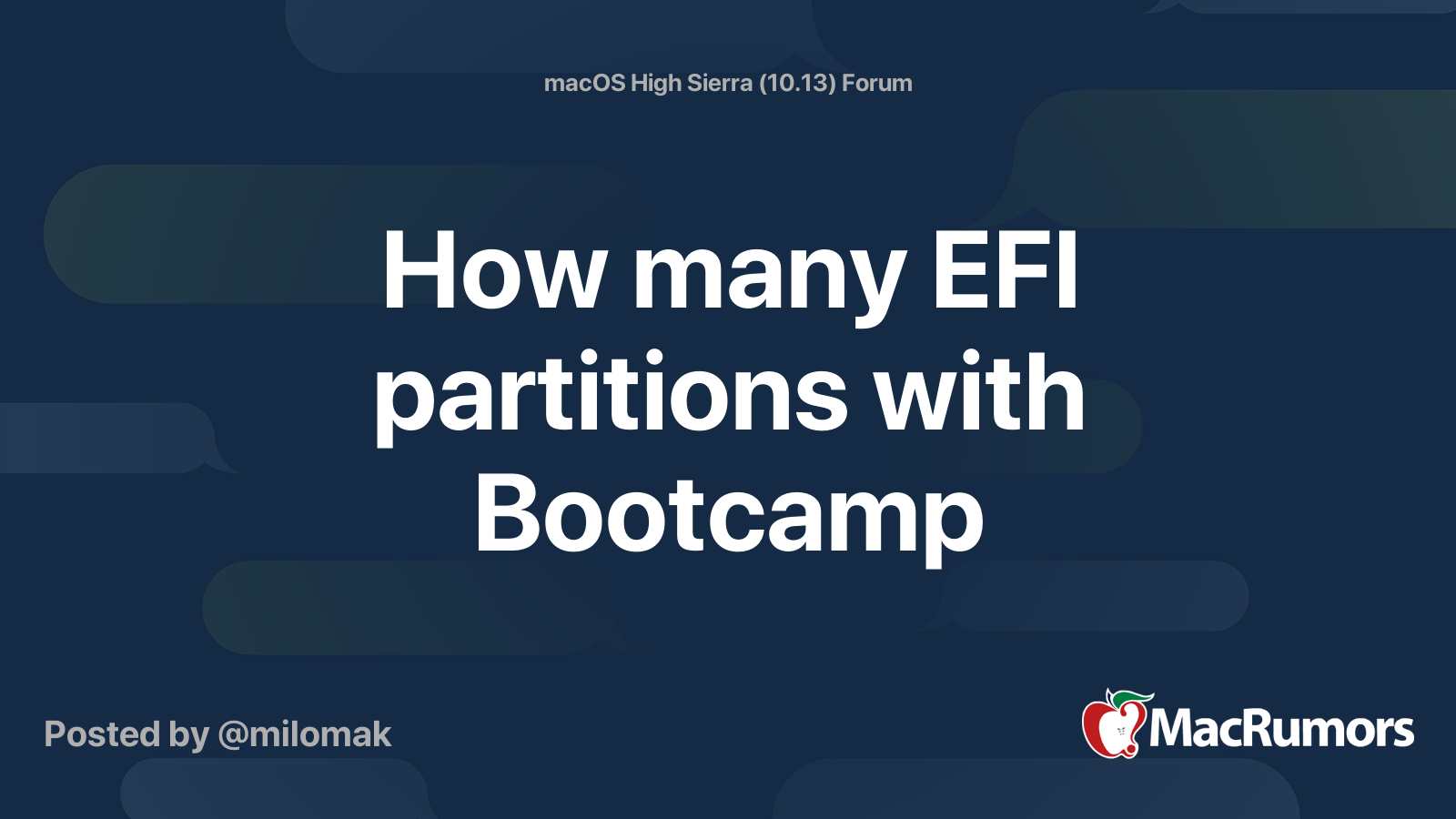 How many EFI partitions with Bootcamp | MacRumors Forums